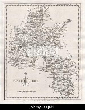 Antique county map of OXFORDSHIRE by JOHN CARY. Original outline colour ...