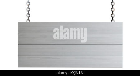 old light wood sign hanging on a chain isolated on white background ...