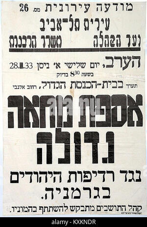 This 1933 poster from Tel Aviv advocates for protest against the ...