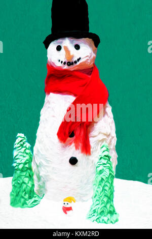 Snowman. --Digital Photo Art Painting Stock Photo - Alamy