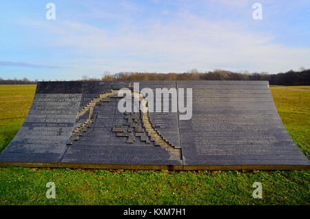 Bosnia, Donja Gradina Memorial Site. The bronze map of the camp. In the ...