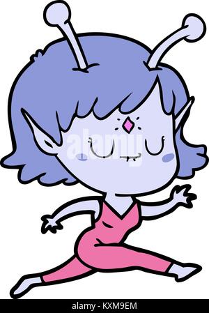 cartoon alien girl jumping Stock Vector Image & Art - Alamy