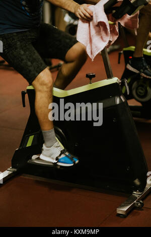 spin class indoors. weightloss group Stock Photo - Alamy