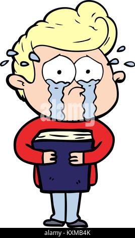 cartoon crying man holding book Stock Vector Image & Art - Alamy
