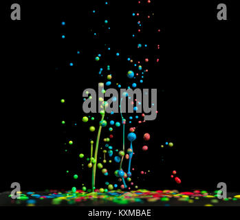 splash of multi-colored ink on a black background. paint explosion ...