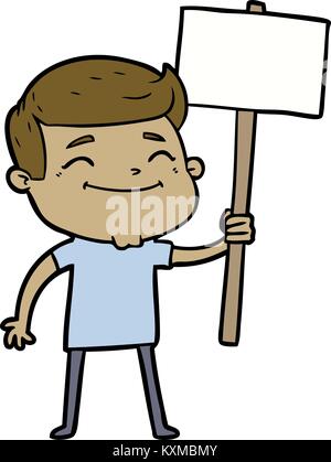 happy cartoon man with placard Stock Vector Image & Art - Alamy