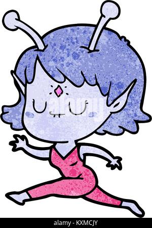 cartoon alien girl jumping Stock Vector Image & Art - Alamy