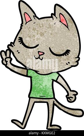 calm cartoon cat giving peace sign Stock Vector Image & Art - Alamy