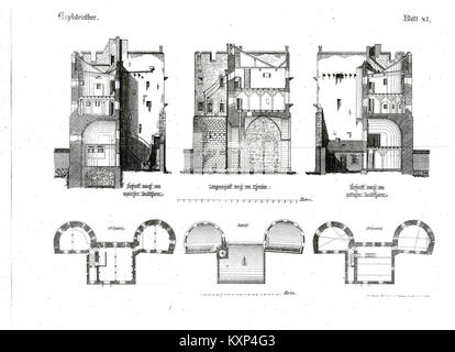 Illustration of Cologne fortifications from 1180-1882, showing city ...