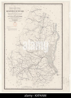 Historical map of Haut-Rhin, France, showing roads, settlements, and ...
