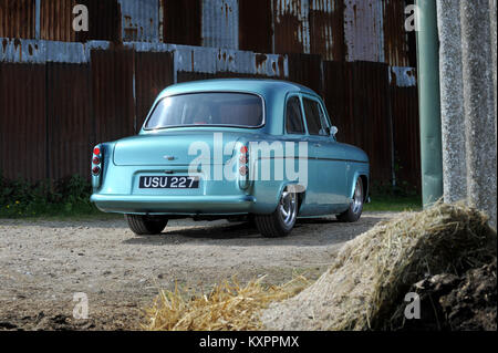 British Ford Popular 100E 2-door saloon car in two tone Ivory ...