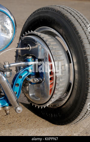 Blue V8 open top hot rod Stock Photo - Alamy