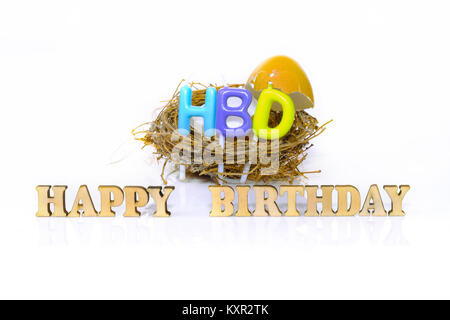 Shattered Eggshell With Nest and Candle for Happy Birthday Concept ...