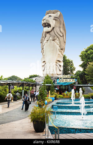 SINGAPORE - OCTOBER 17, 2014: The Merlion is a traditional creature in ...