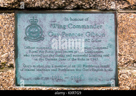 Guy Gibson plaque, Porthleven, Cornwall Stock Photo: 137510933 - Alamy