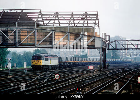 A class 56 diesel locomotive number 56053 working a freight train ...