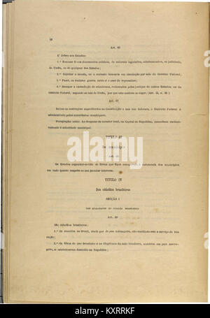 A page from the 1891 Constitution of the Republic of Brazil, outlining ...