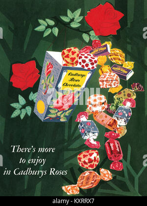 Cadbury's Roses Chocolate Vintage Advert Stock Photo - Alamy