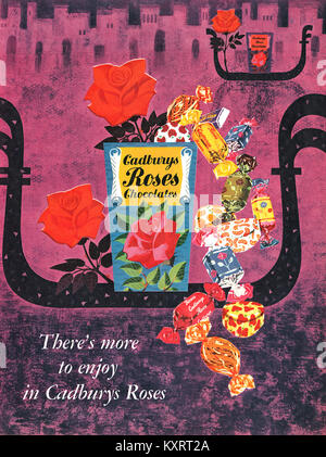 Cadbury's Roses Chocolate Vintage Advert Stock Photo - Alamy