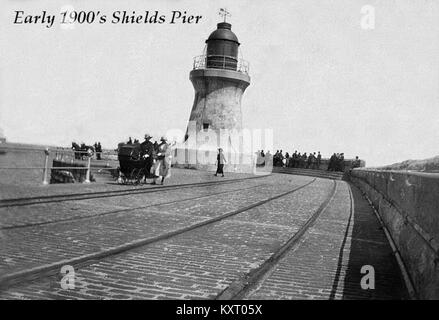 A photograph of Shields Pier from the early 1900s shows the bustling ...
