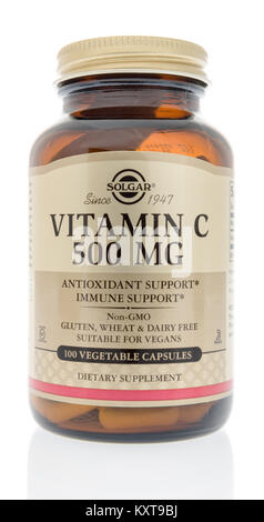 Winneconne, WI - 10 January 2018: A bottle of Solgar garlic oil perles ...