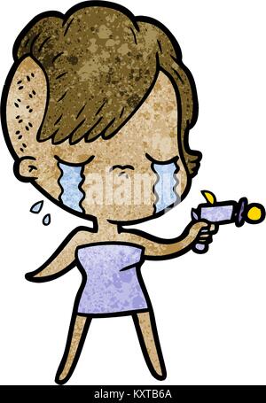 cartoon crying girl pointing ray gun Stock Vector Image & Art - Alamy