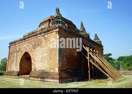 PYU, MYANMAR - CIRCA APRIL 2017 Ancient wall of Sri Ksetra and road ...