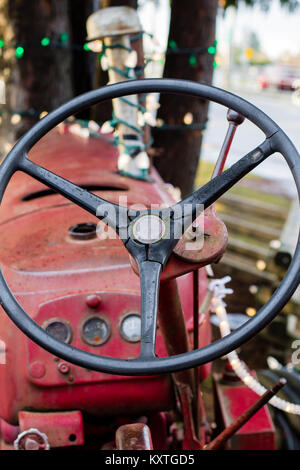 Old tructor covered with lights on country farm market Stock Photo - Alamy
