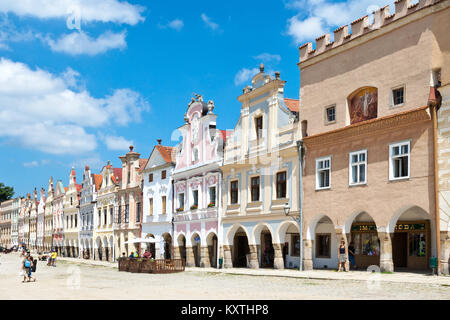 Náměstí Zachariáše z Hradce, Telč (UNESCO), Kraj Vysočina, Česka ...