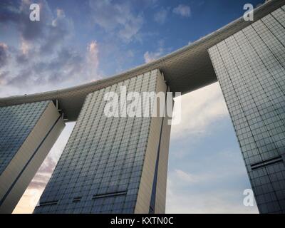 Close up of Marina Bay Sands hotel contemporary exterior wall Wind ...