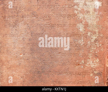 Cambodian script on a temple wall in Angkor Wat, Cambodia Stock Photo ...