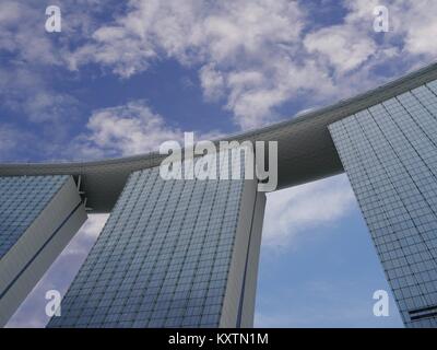 Close up of Marina Bay Sands hotel contemporary exterior wall Wind ...