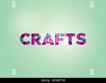 The word CRAFTS concept written in colorful retro shapes and colors ...