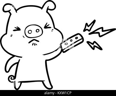 cartoon grumpy pig with remote control Stock Vector Image & Art - Alamy