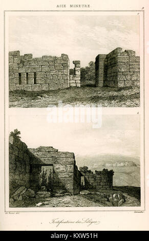 An 1882 illustration by Charles Texier depicting the Tomb of Midas at ...