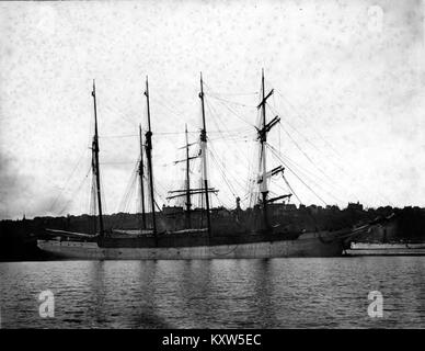 The barkentine TP Emigh at anchor in Washington around 1900 is a ...