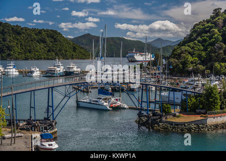 Picton Harbour Marlborough Sounds South Island New Zealand aerial Stock ...