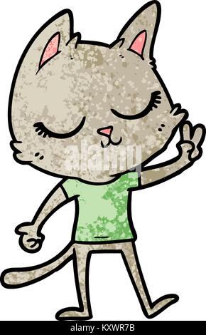 calm cartoon cat giving peace sign Stock Vector Image & Art - Alamy
