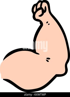 freehand drawn cartoon strong arm flexing bicep Stock Vector Image ...