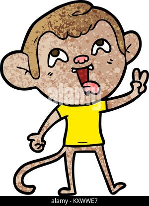 crazy cartoon monkey giving peace sign Stock Vector Image & Art - Alamy