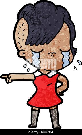 cartoon girl crying and pointing Stock Vector Image & Art - Alamy