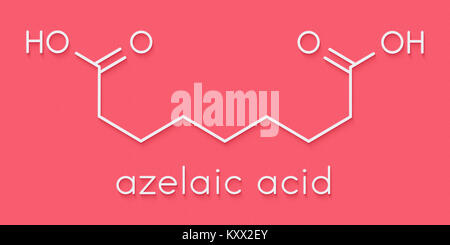 Azelaic acid (nonanedioic acid) molecule. Used in treatment of acne and ...