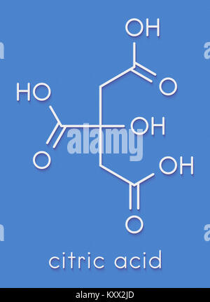 Citric acid molecule. Common fruit acid, used as food additive and for ...