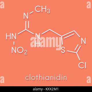 Clothianidin insecticide molecule (neonicotinoid class). Stylized ...