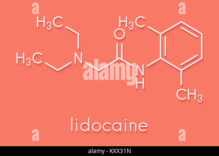 Lidocaine local anesthetic drug molecule. Also known as xylocaine or ...