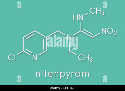 Nitenpyram insecticide molecule (neonicotinoid class). Stylized ...