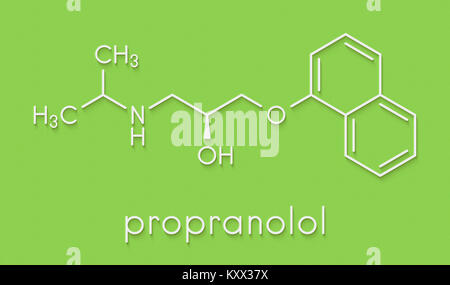 Propranolol high blood pressure drug molecule. Used to treat ...