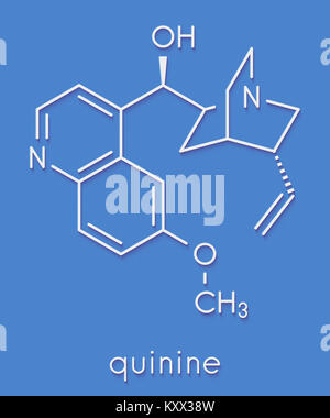 Quinine malaria drug molecule. Isolated from cinchona tree bark ...