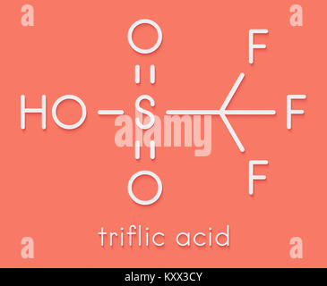 Triflic acid (trifluoromethanesulfonic acid) molecule. One of the ...