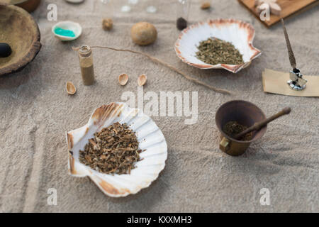 traditional medication mixied on a medieval festival in europe Stock ...